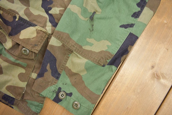 Vintage 1986 USMC Woodland Camo Military Button Up Sh… - Gem