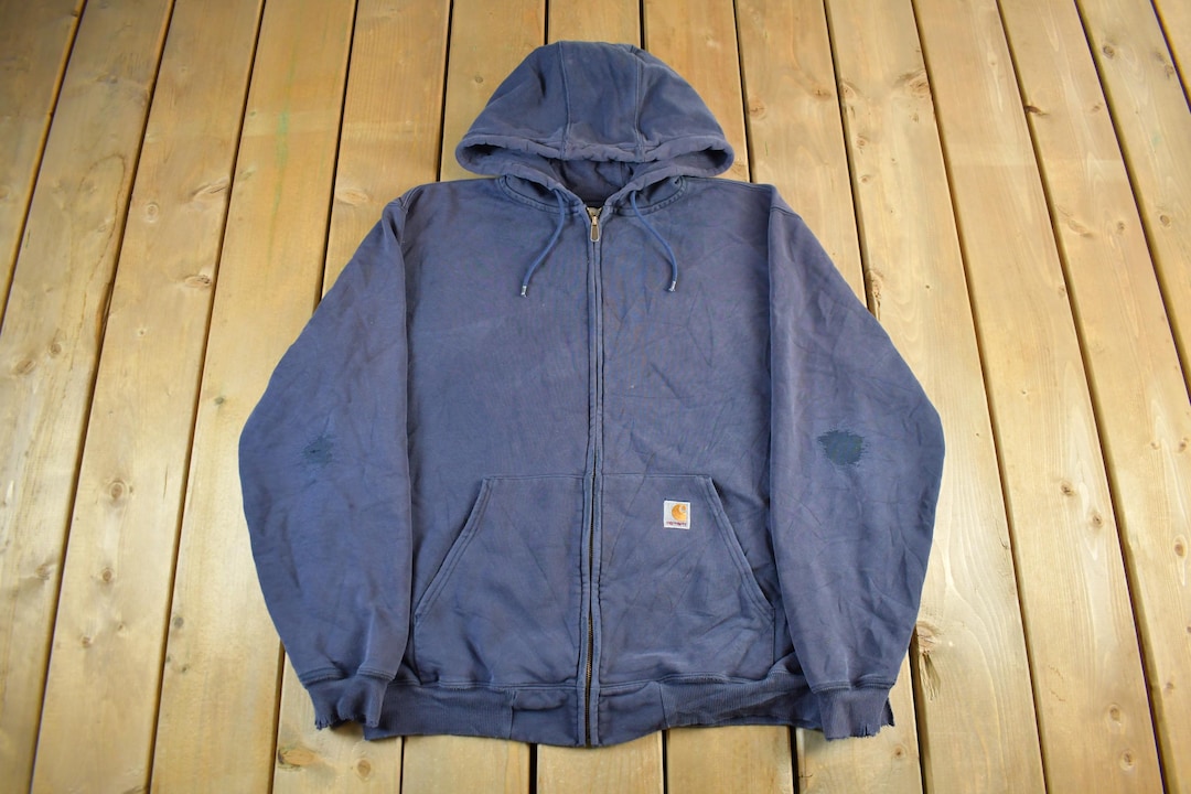 Vintage 1990s Carhartt Sun Faded Distressed Zip up Hoodie Men's Large ...