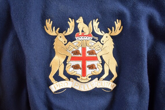 Vintage 1990s Large Crest Embroidered Leather Varsity… - Gem