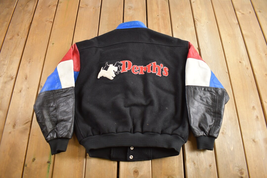 Vintage 1990s Perth's Dry Cleaning Leather Varsity Style Jacket ...