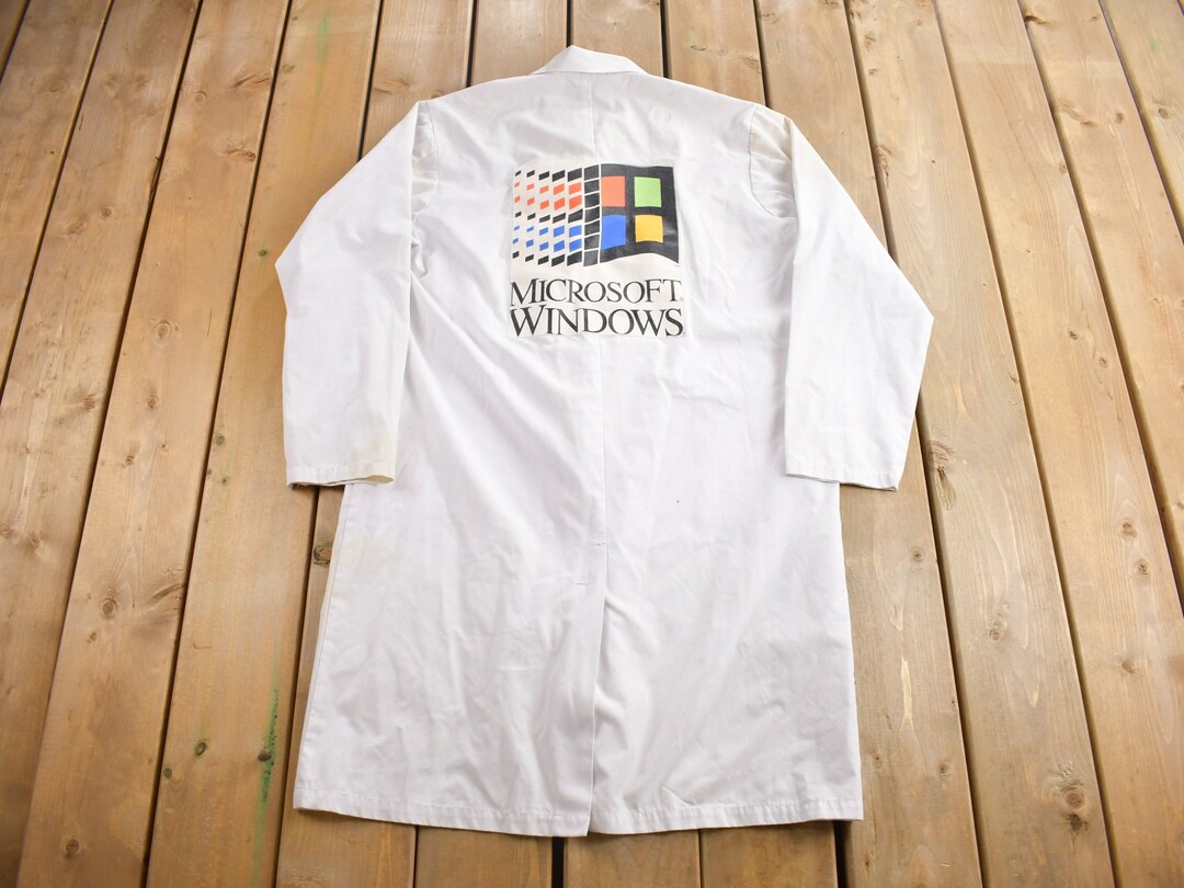 Vintage 1990s Microsoft Windows Mechanic Coat / Lab Coat / Distressed ...
