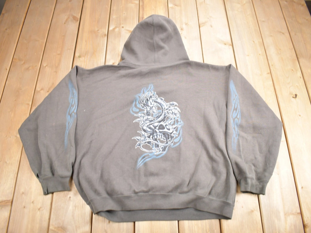 Vintage 1990s Bullhead Snake Graphic Hoodie / 90s Hoodie / Vintage ...
