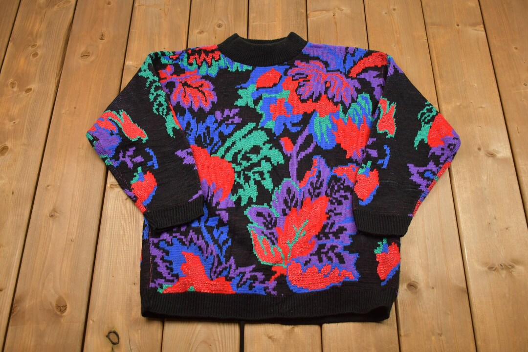 Vintage 1990s Knitted Crewneck Sweater / Vintage 90s Crewneck / All ...