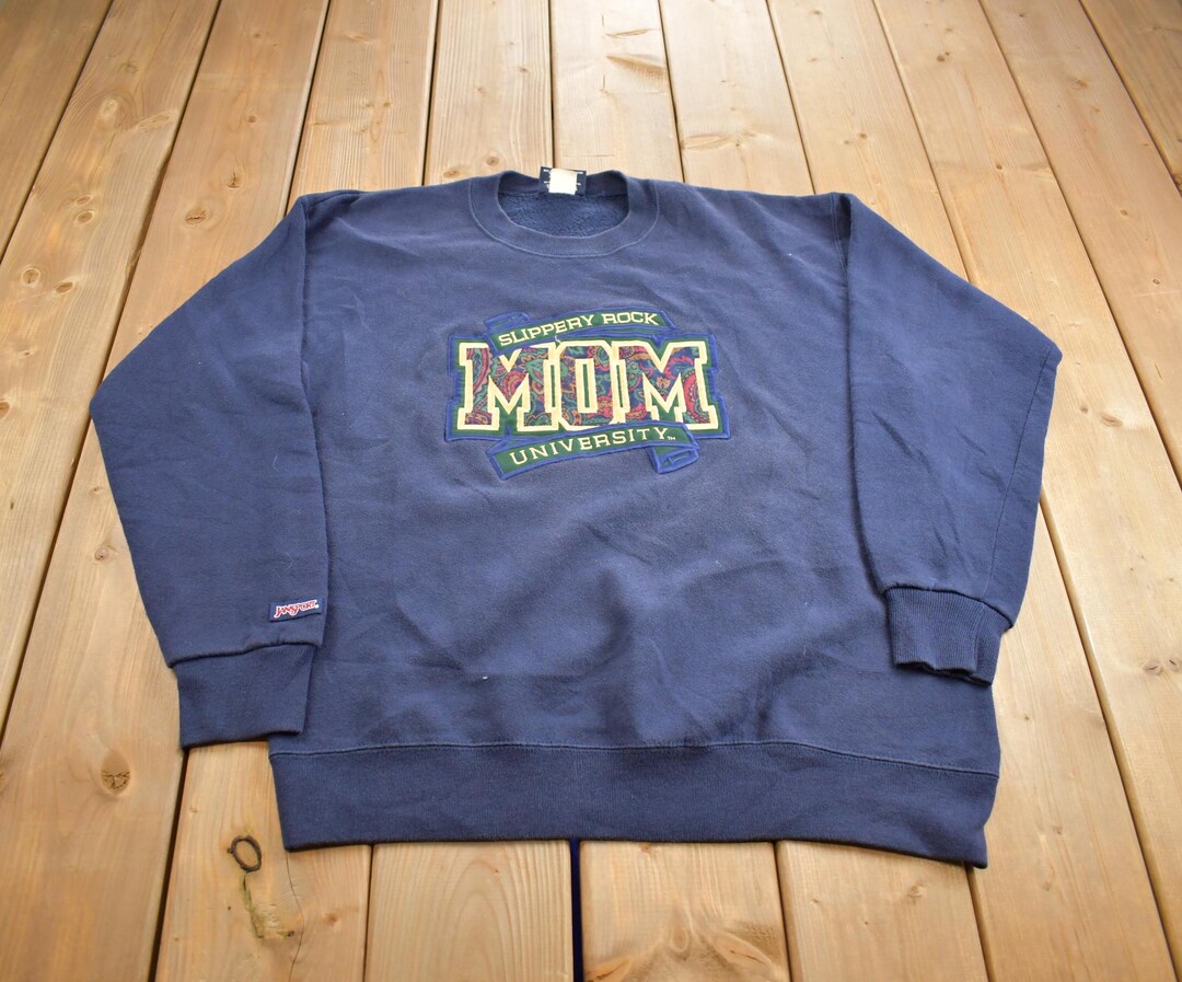 Vintage 1990s Slippery Rock Mom University Embroidered Crewneck ...