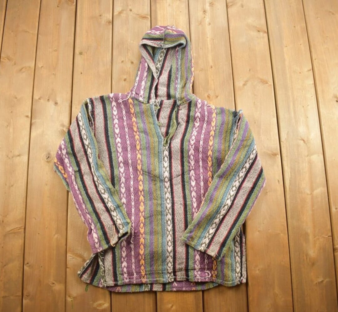 Vintage 1990s Mexican Blanket Hoodie / Made in Mexico / 90s Hoodie ...