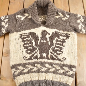 Vintage 1950s Hand-knit Eagle Theme Heavy Weight Sweater / Wool / True ...