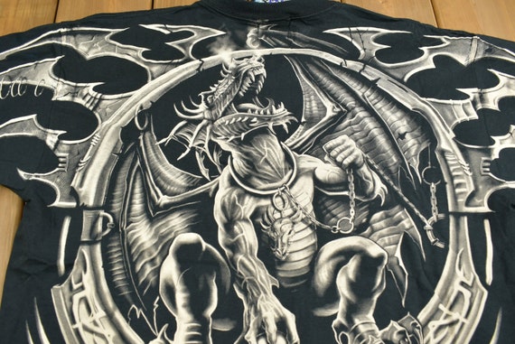 Vintage 2001 Deadstock Liquid Blue Dragon All Over Pr… - Gem