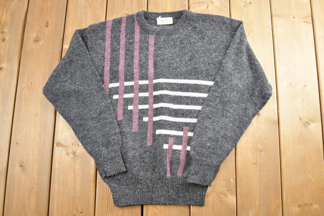 Vintage 1990s Signage Plus Wool Knit Crewneck Sweater / 90s Crewneck ...