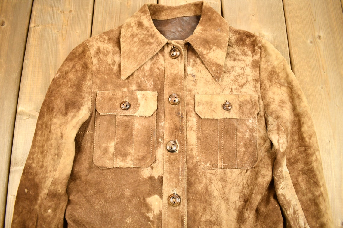 Vintage 1970s Brown Suede Button up Shirt / 1990s Button up / Vintage ...