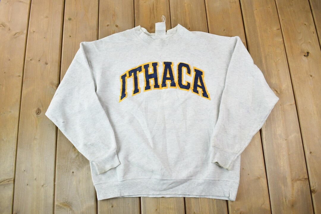 Vintage 1990s ITHACA University Collegiate Crewneck / Embroidered ...