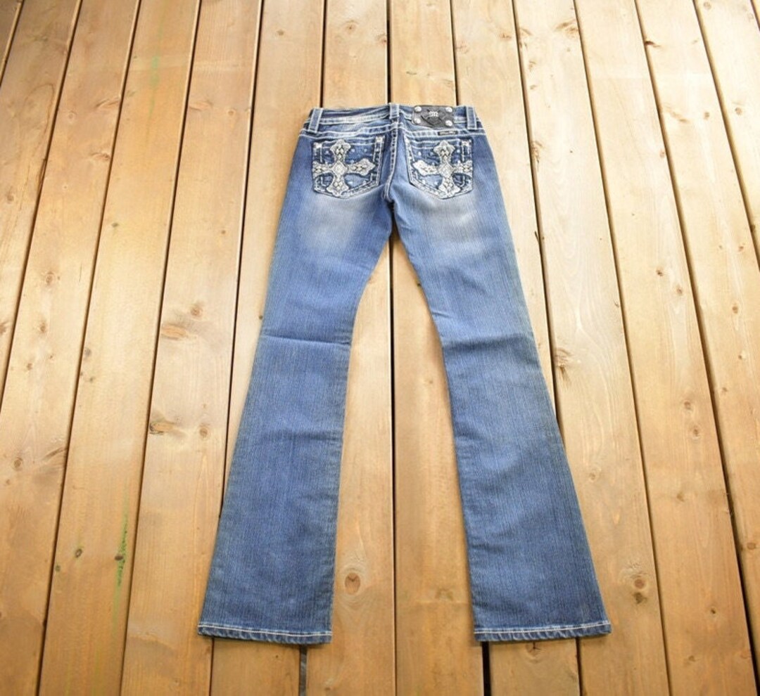 Vintage Y2K Miss Me Bedazzled Embroidered Boot Cut Low Rise Jeans Size ...