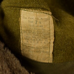 Vintage 1953 US Military Pile Field Cap Hat Size 7 1/4 / Wool Hat ...