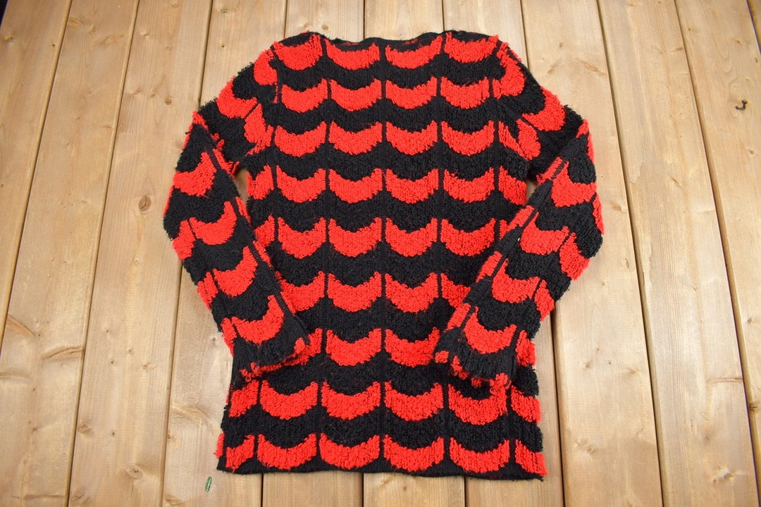Vintage 1980s Abstract Theme Knit Sweater / Vintage Orlon Sweater ...