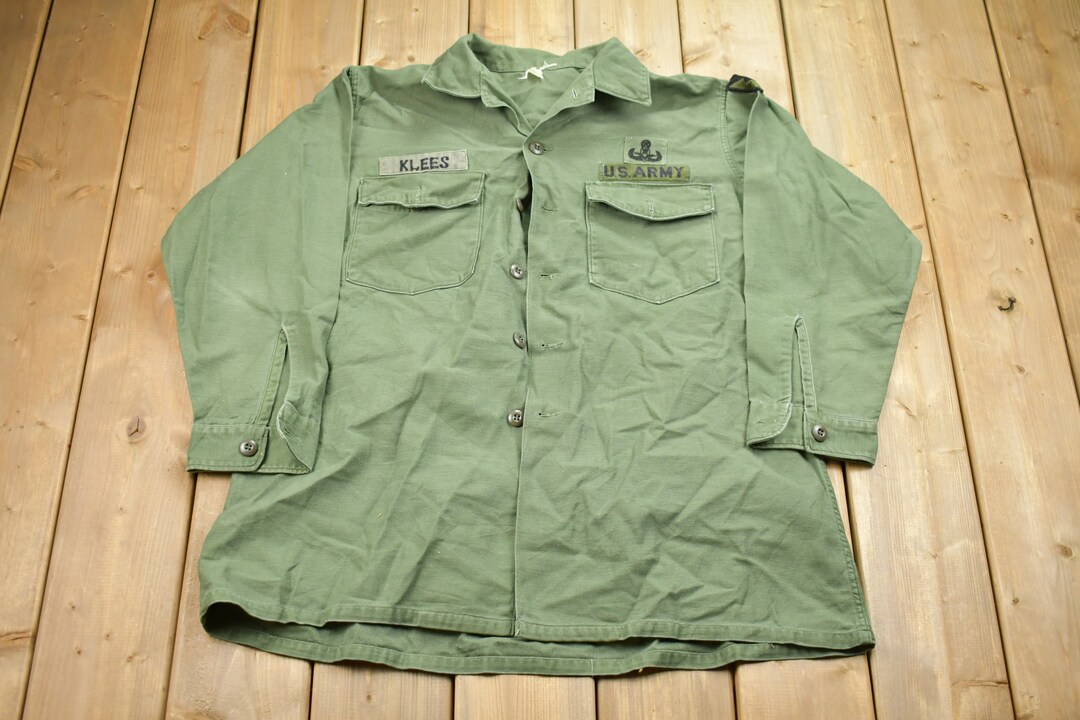 Vintage 1980s US Military Jacket / Button up Jacket / US Army Green ...