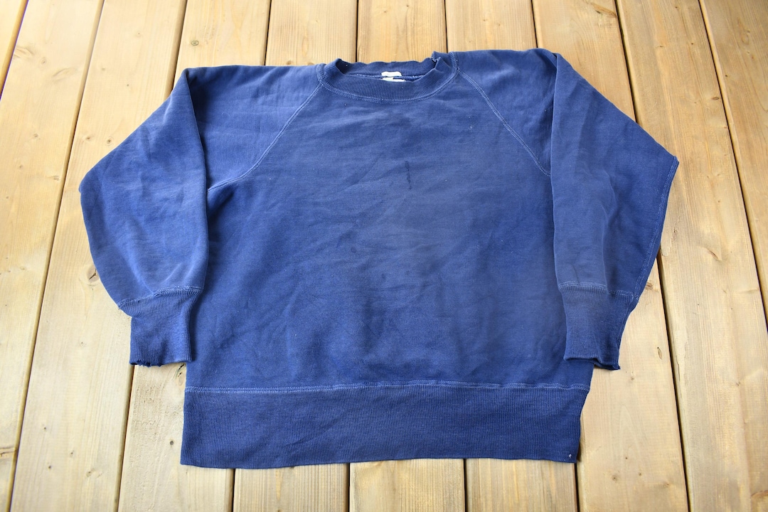 Vintage 1940s Akom Pep-shirt Blank Navy Blue Crewneck Sweatshirt / 40s ...