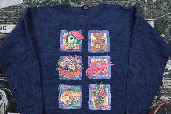 Vintage 1990s Chic Cute Teddy Bear Graphic Crewneck /… - Gem