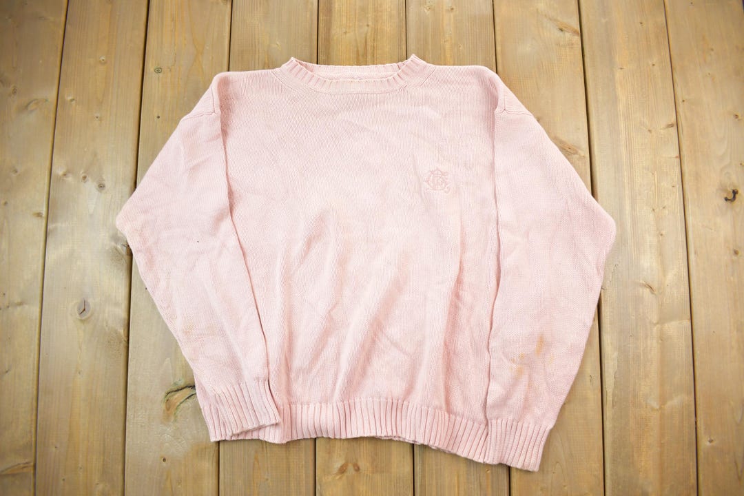 Vintage 1990s Calvin Klein Sport Pink Knit Crewneck Sweater / 90s ...