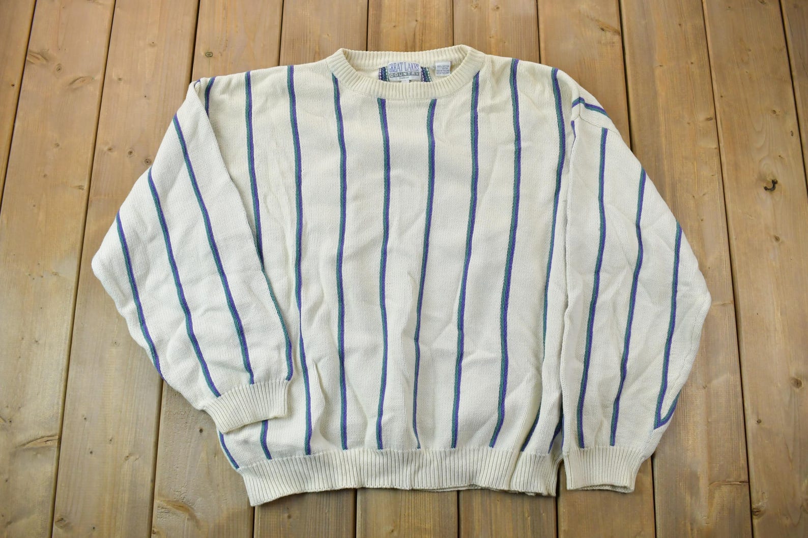 Vintage 1990s Great Lakes Country Knit Crewneck Sweater / 90s Crewneck ...