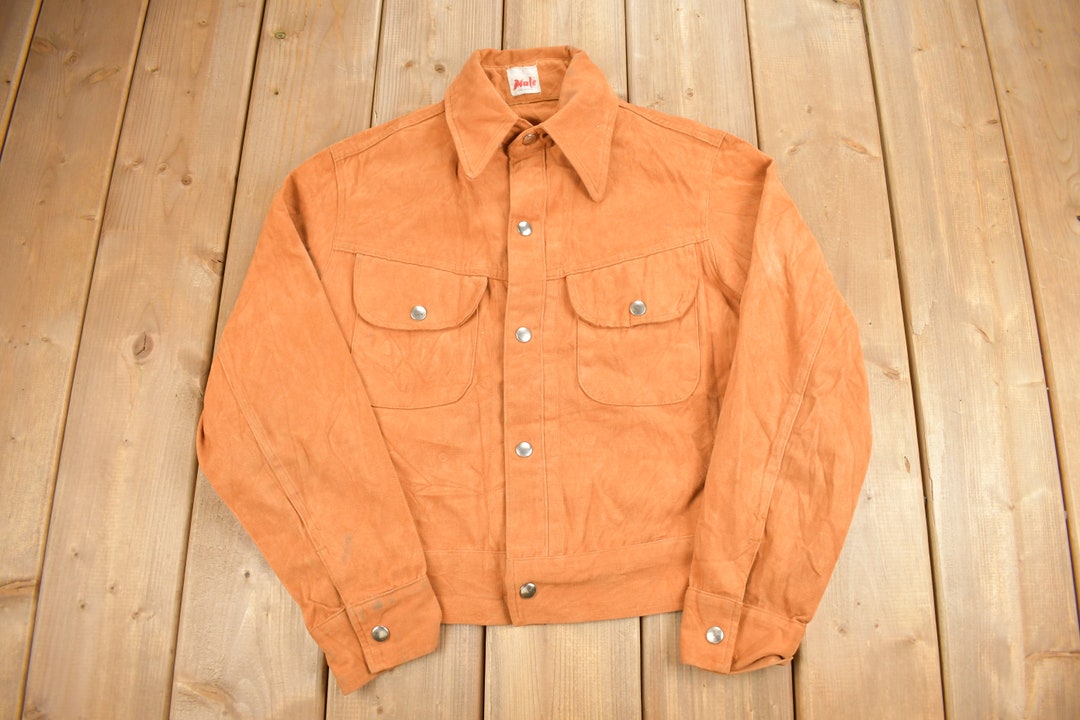 Vintage 1960s Male Burnt Orange Shacket Button up / Stiff / Heavy ...