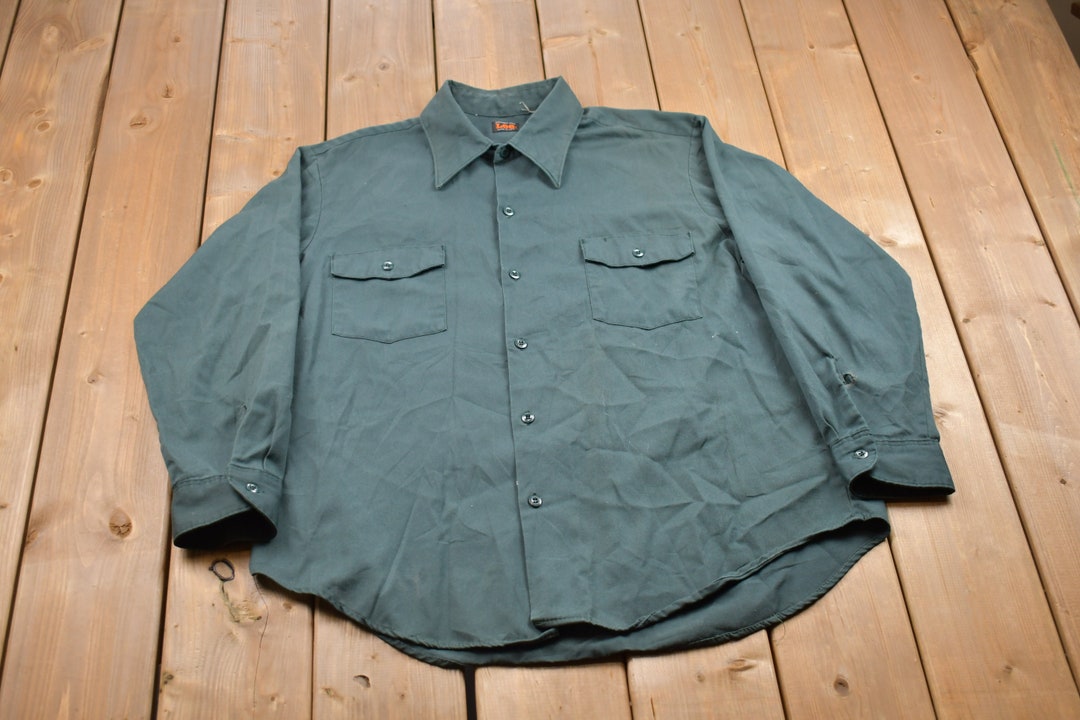 Vintage 1990s Lee Permanent Press Blank Button up Shirt / 1990s Button ...