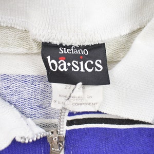 Vintage 1990s Basics Striped 1/4 Zip Collared Shirt Crewneck Sweatshirt ...