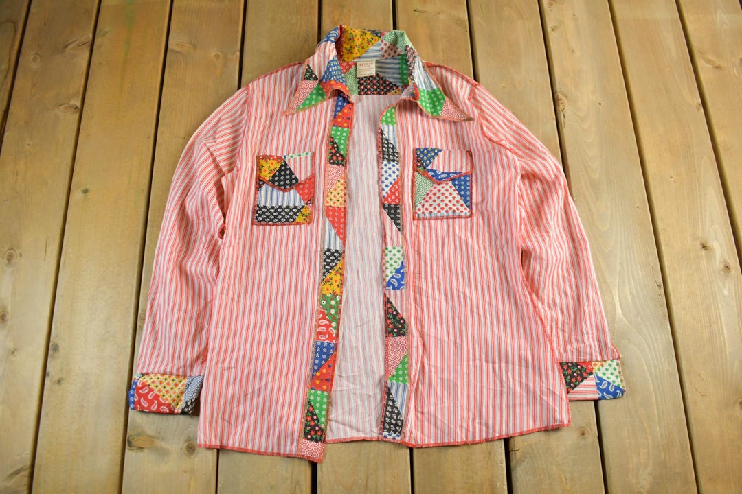 Vintage 1970s Striped Shirt Women's Medium / 70s Button up / Disco ...