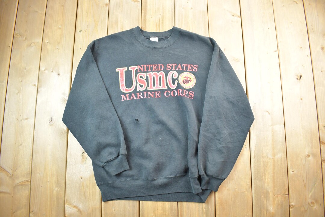 Vintage Jerzeez USMC Marine Corps Military Crewneck Sweater / USMC ...