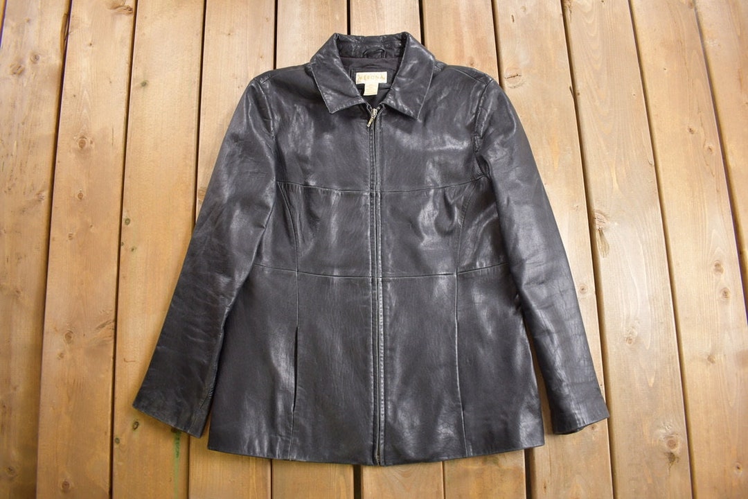 Vintage 1990s Leather Jacket / Fall Outerwear / Leather Coat / Winter ...