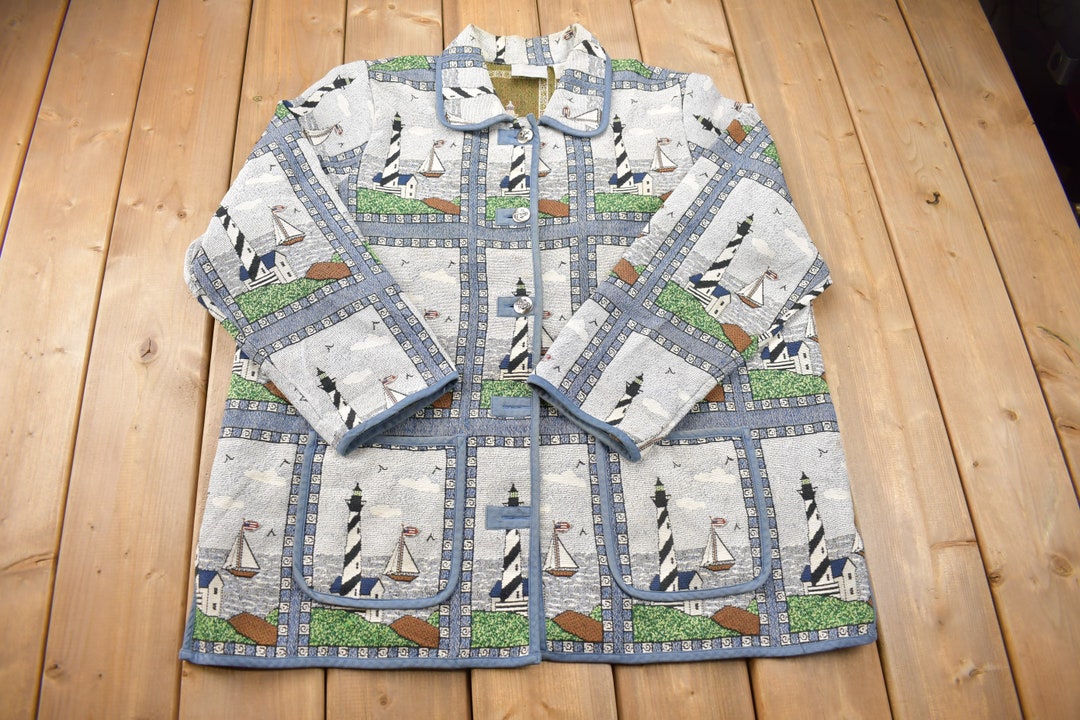 Vintage 1990s Blair Lighthouse Button up Sweater / Vintage Sweater ...