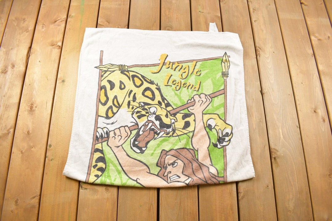 Vintage 1990s Tarzan Disney Movie Theme Beach Towel / All Over Print ...