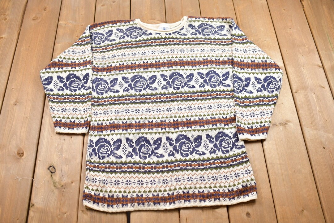 Vintage 1990s White Stag Knitted Crewneck Sweater / Vintage 90s ...