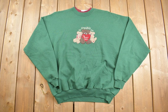 Vintage 1990s Cute Teddy Bear and Bunny Crewneck Swea… - Gem