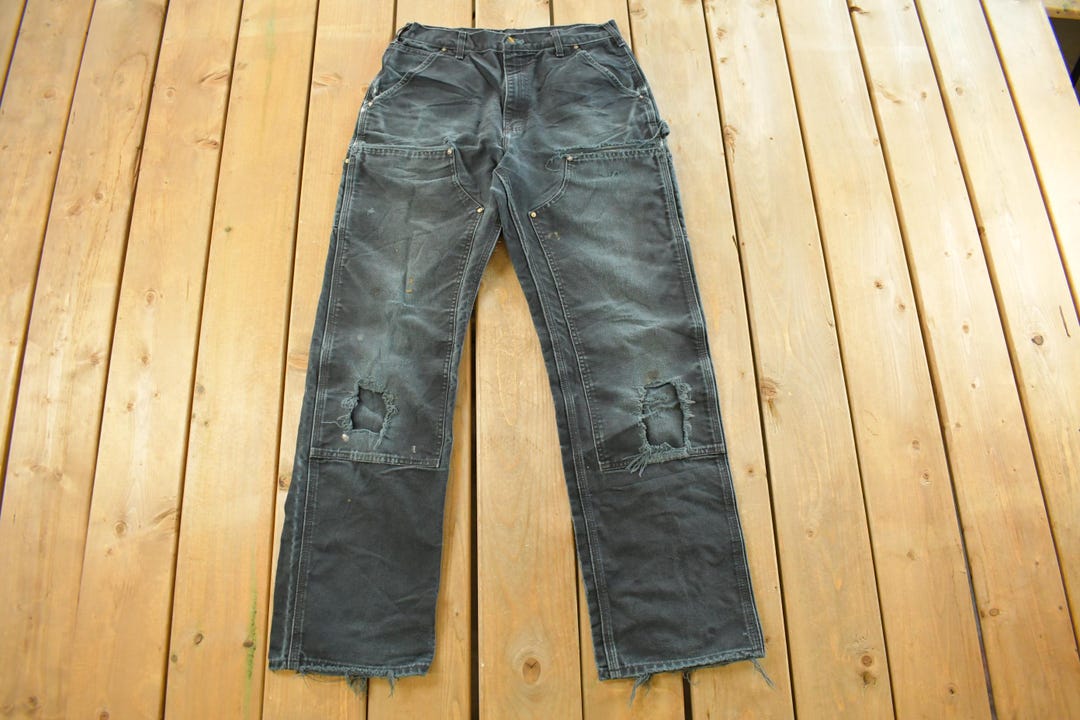 Vintage 1990s Carhartt Distressed Sun Faded Double Knee Pants Men's 31 ...