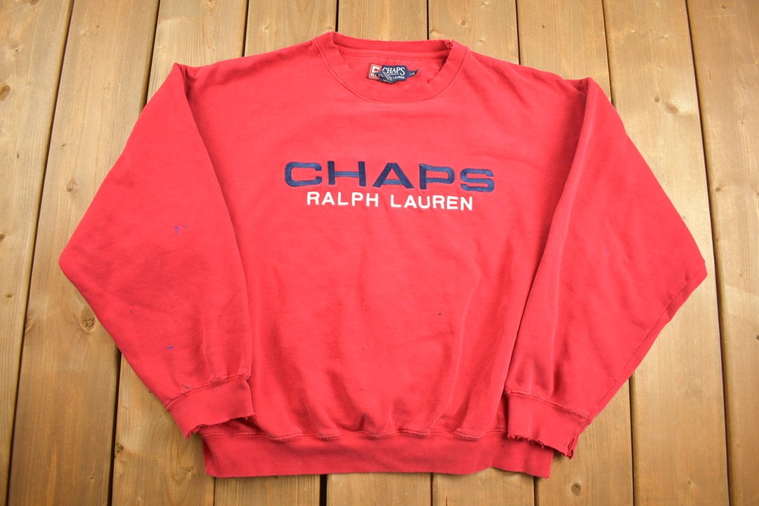 Vintage 1990s Chaps Ralph Lauren Spell Out Crewneck Sweatshirt / 90s Crewneck / Embroidered ...