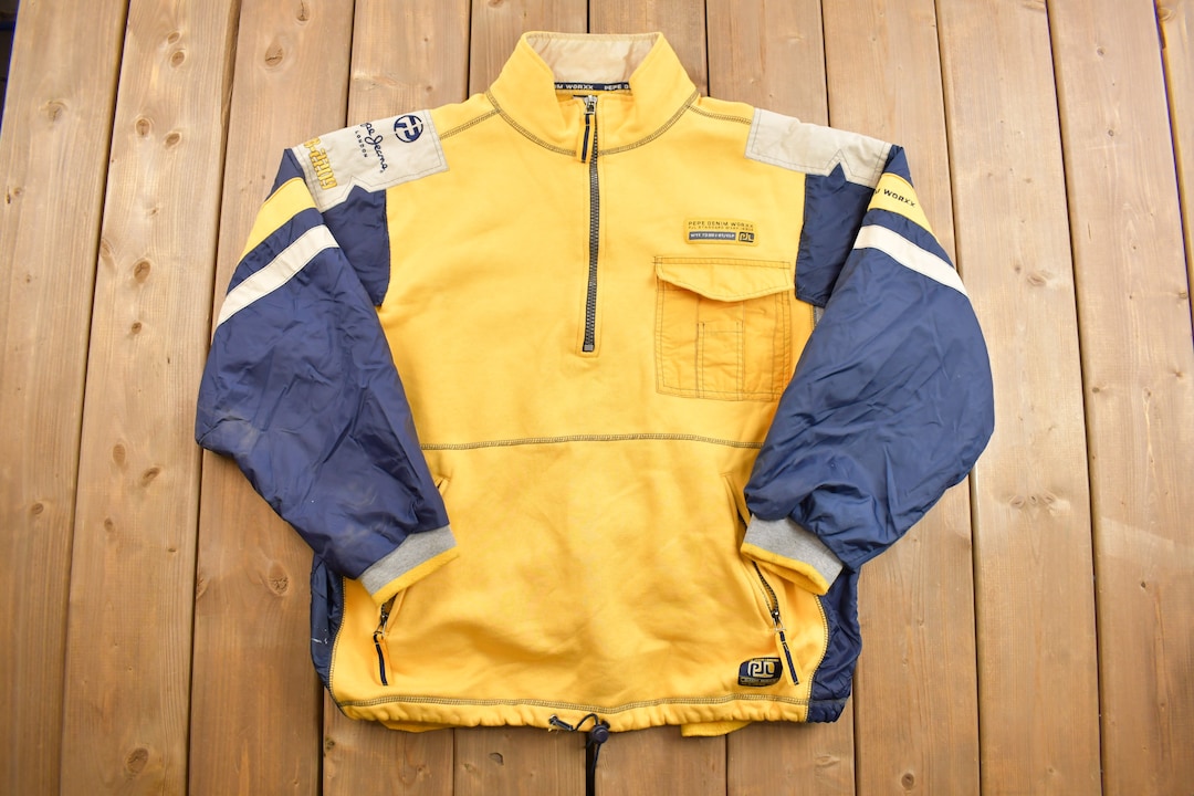 Vintage 1990s Pepe Jeans Half Zip Windbreaker Jacket / Pepe Denim Worxx ...