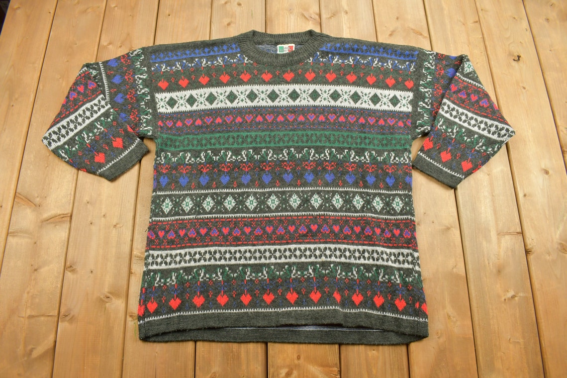 Vintage 1990s Gina Benotti Knitted Crewneck Sweater / Vintage 90s ...