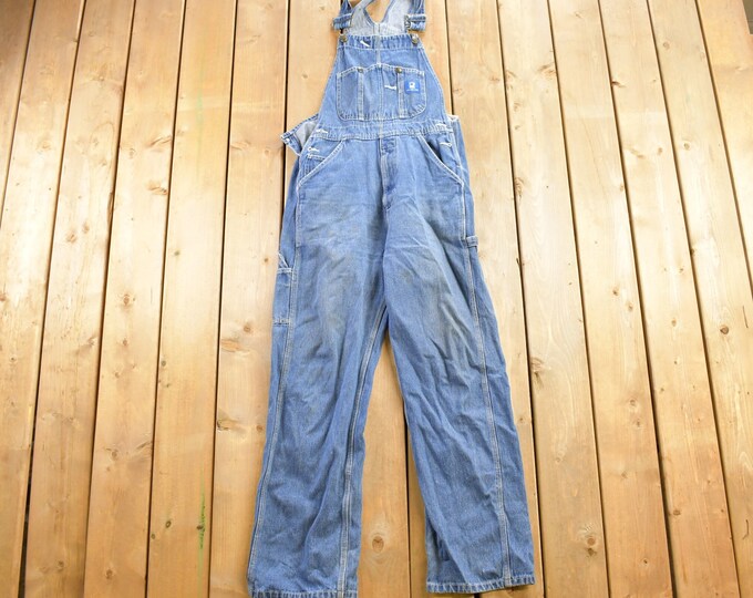 Vintage 1990s Real Work Wear Denim Jean Overalls Size 34x32 / Vintage ...