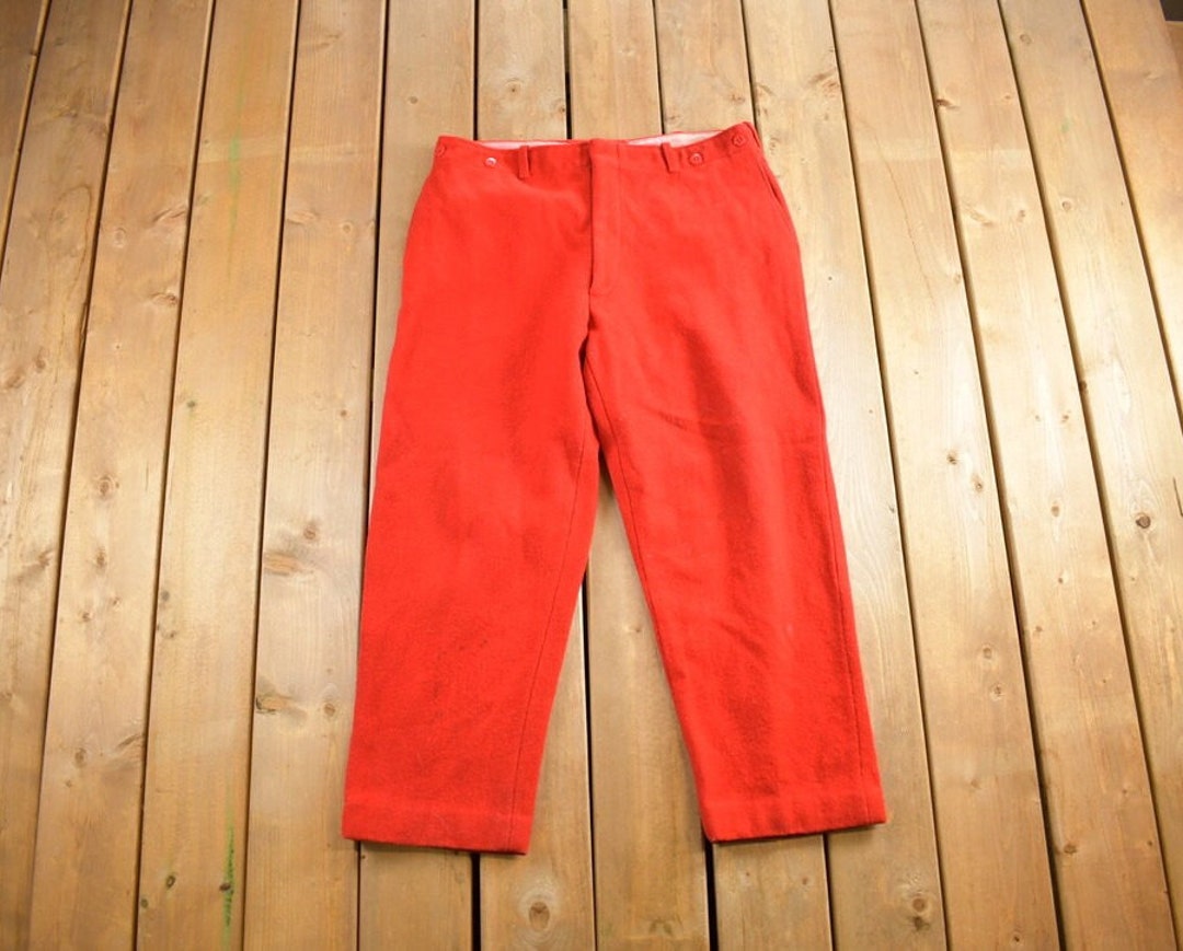 Vintage 1970s Red 100% Wool Trousers Size 38x27/ 1970s Wool Pants ...
