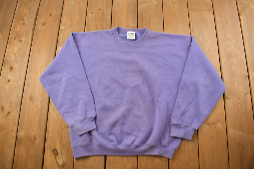 Vintage 1990s Tultex Purple Blank Crewneck Sweatshirt / 90s Crewneck ...