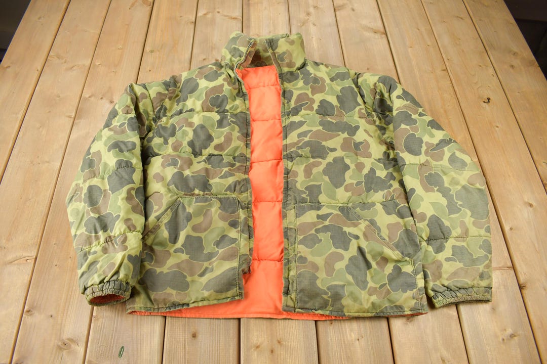 Vintage 1980s Frog Camo Reversible Hi Vis Hunting Jacket / All Over ...