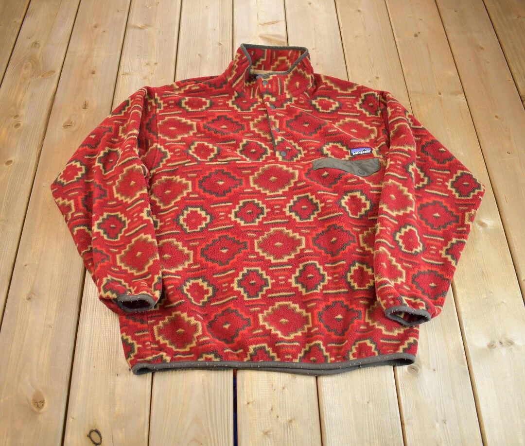 Vintage 1990s Patagonia Synchilla Abstract Pattern Embroidered Fleece ...