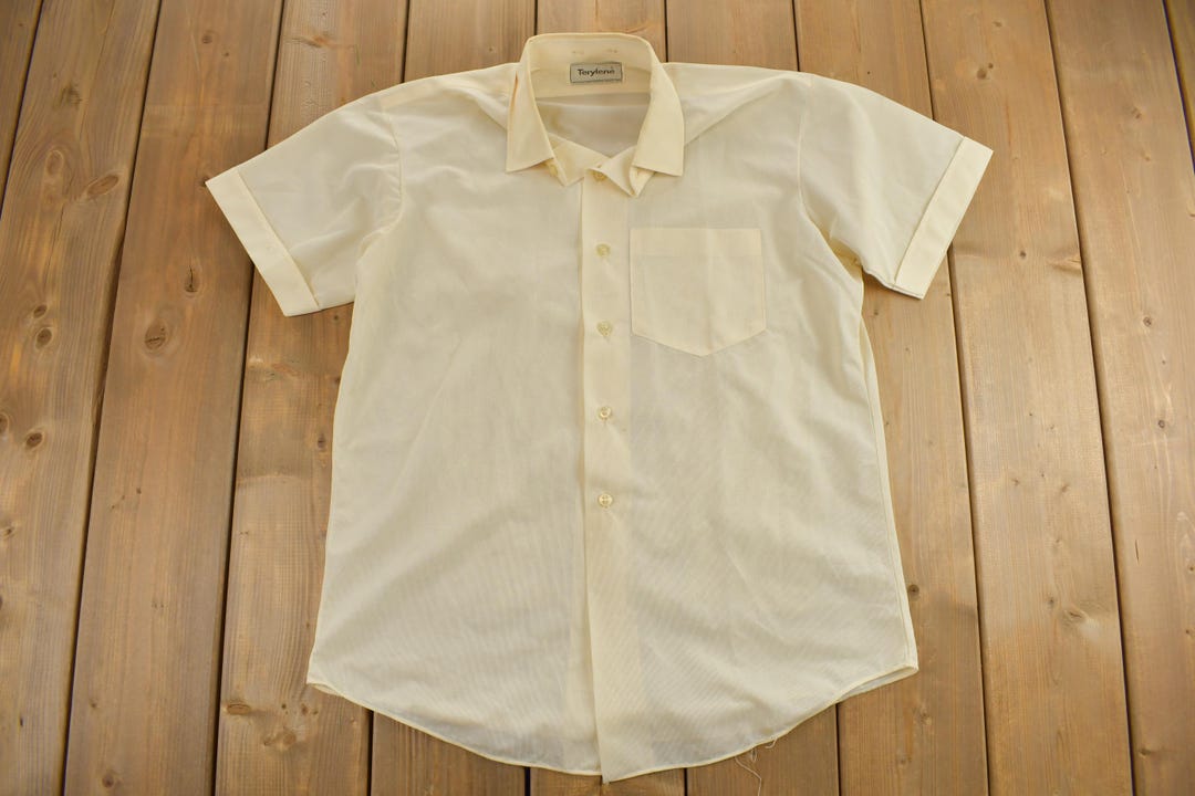 Vintage 1990s Terylene Cream Button-up Shirt / 90s / Vintage Streetwear ...