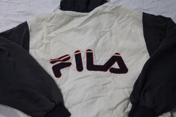 Vintage 1990s Fila Hooded Sweater Jacket / Brand Logo… - Gem