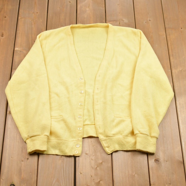 Vintage Yellow Button up Sweater - Etsy
