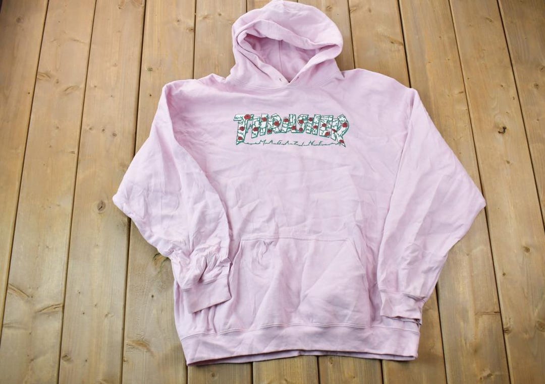 Vintage 1990s Thrasher Roses Skateboarding Graphic Hoodie / 90s Hoodie ...