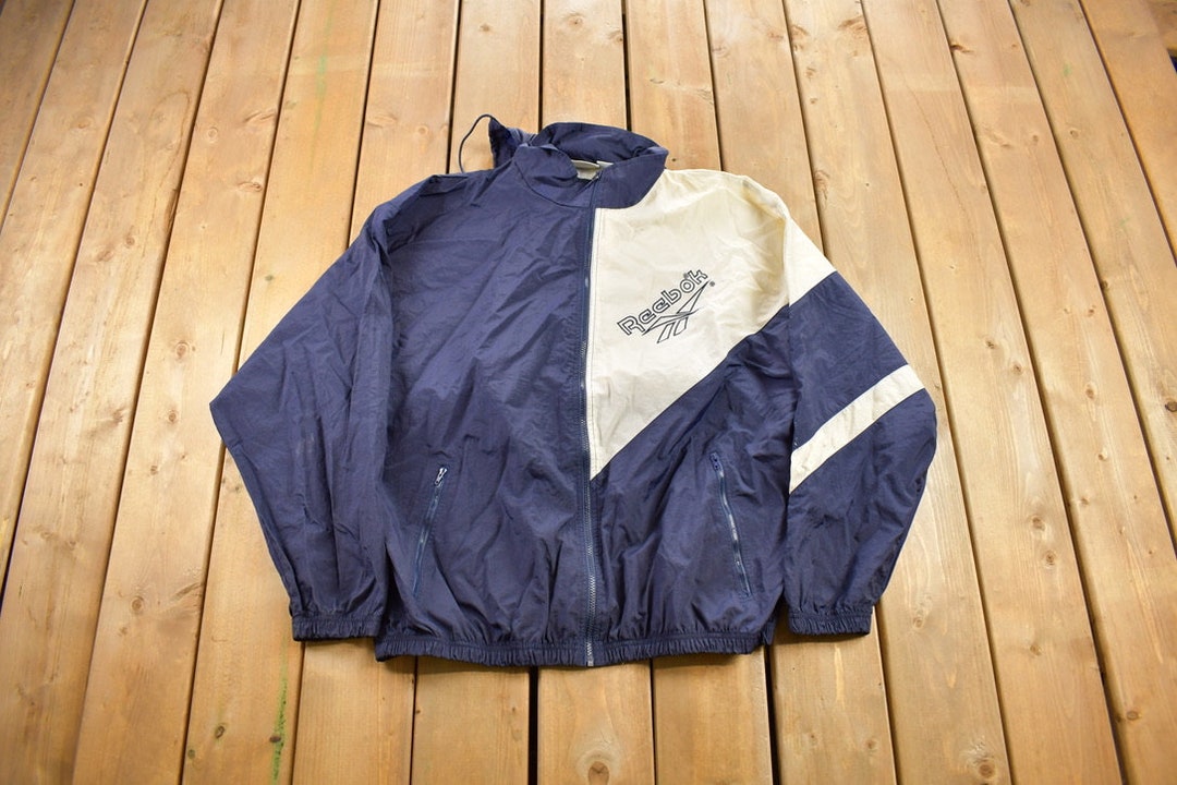 Vintage 1980s Reebok Color Block Windbreaker Jacket / Embroidered ...