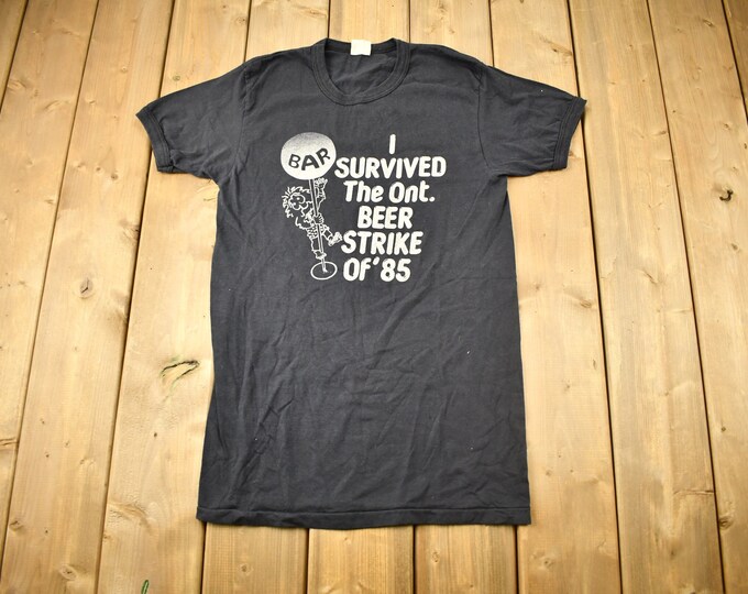 Vintage 1985 "i Survived the Ont. Beer Strike" Ringer T-shirt / Graphic ...