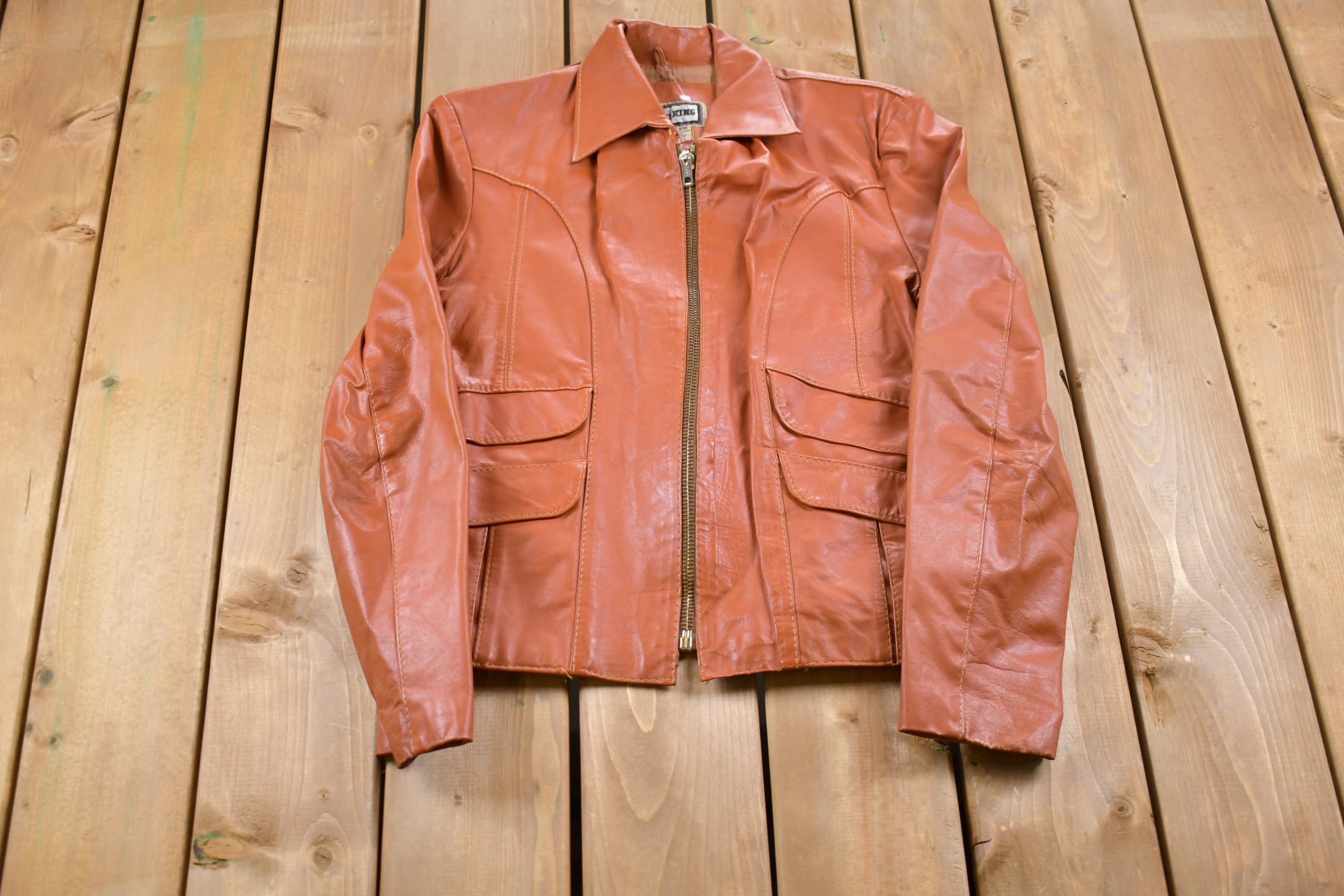 Vintage 1970s Chess King Leather Zip up Jacket / Fall Vintage 1970s Chess King Leather Zip up Jacket / Fall