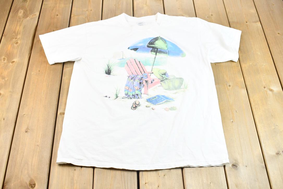 Vintage 1990s Vacation Beach Scene Graphic T-shirt / Tropical Tee ...