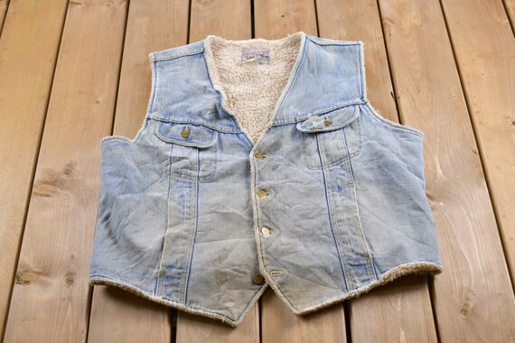 Vintage 1970s Lee Storm Rider Sherpa Lined Denim Vest… - Gem